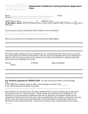 Department of Medicine Visiting Students Application Doc Template | pdfFiller