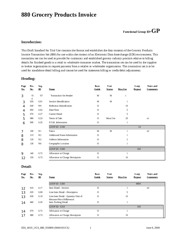 EDI 880 Grocery Products Invoice - 1EDISource X12 EDI T-Sets Doc ...