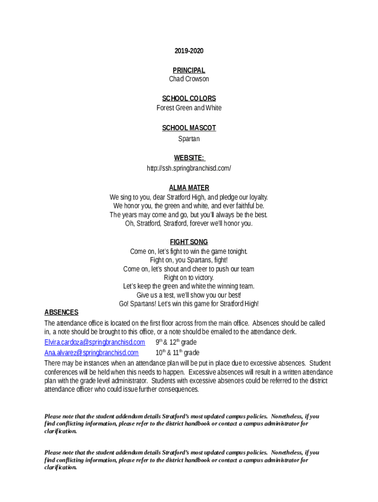 Stratford High School Final Exam Exemption Policy Doc Template | pdfFiller