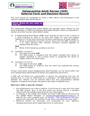 SAR Referral and Decision Report FINAL mar 21 Doc Template | pdfFiller