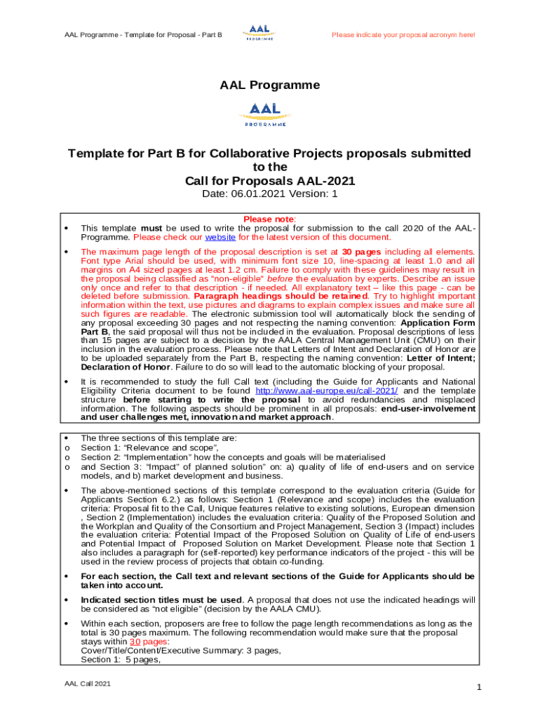 AAL Programme - Template for Part B - Uefiscdi - uefiscdi gov Doc ...
