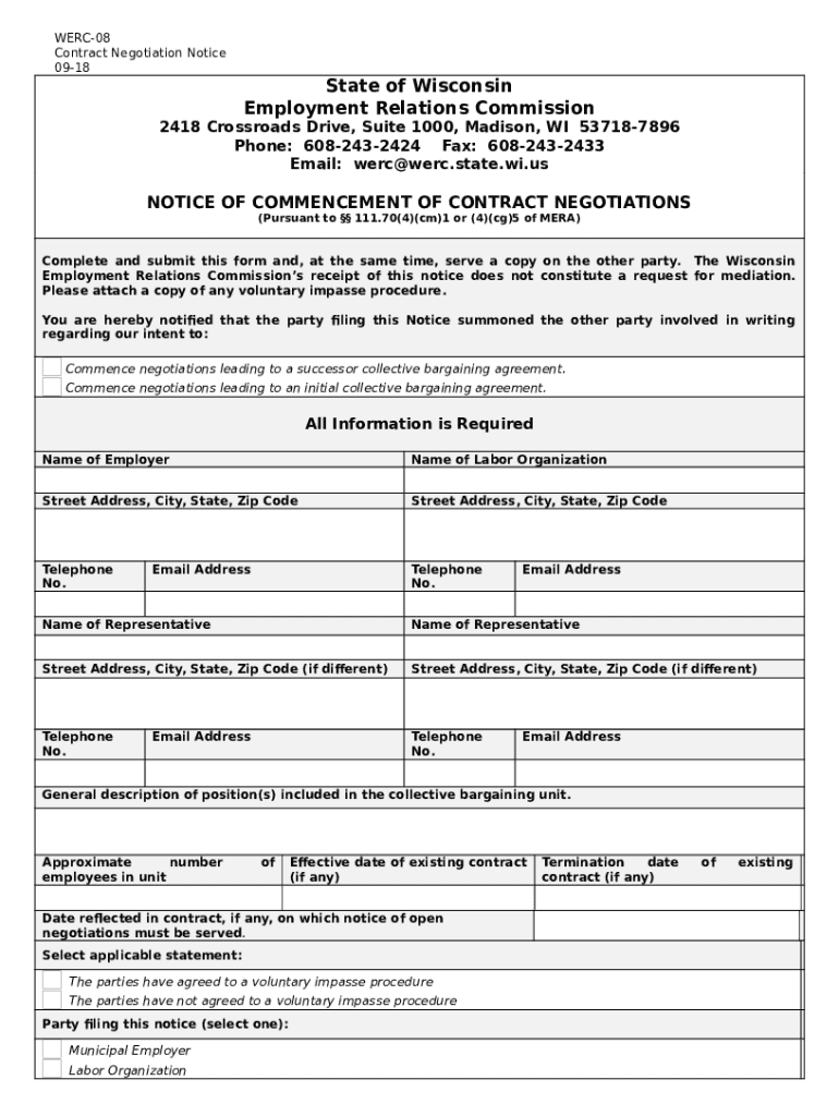 2013 WI WERC-08 Fill Online, Printable, , Blank Doc Template | pdfFiller