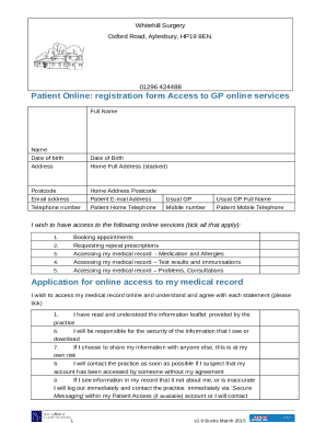 registration Access to GP online servic n for onli Doc Template | pdfFiller