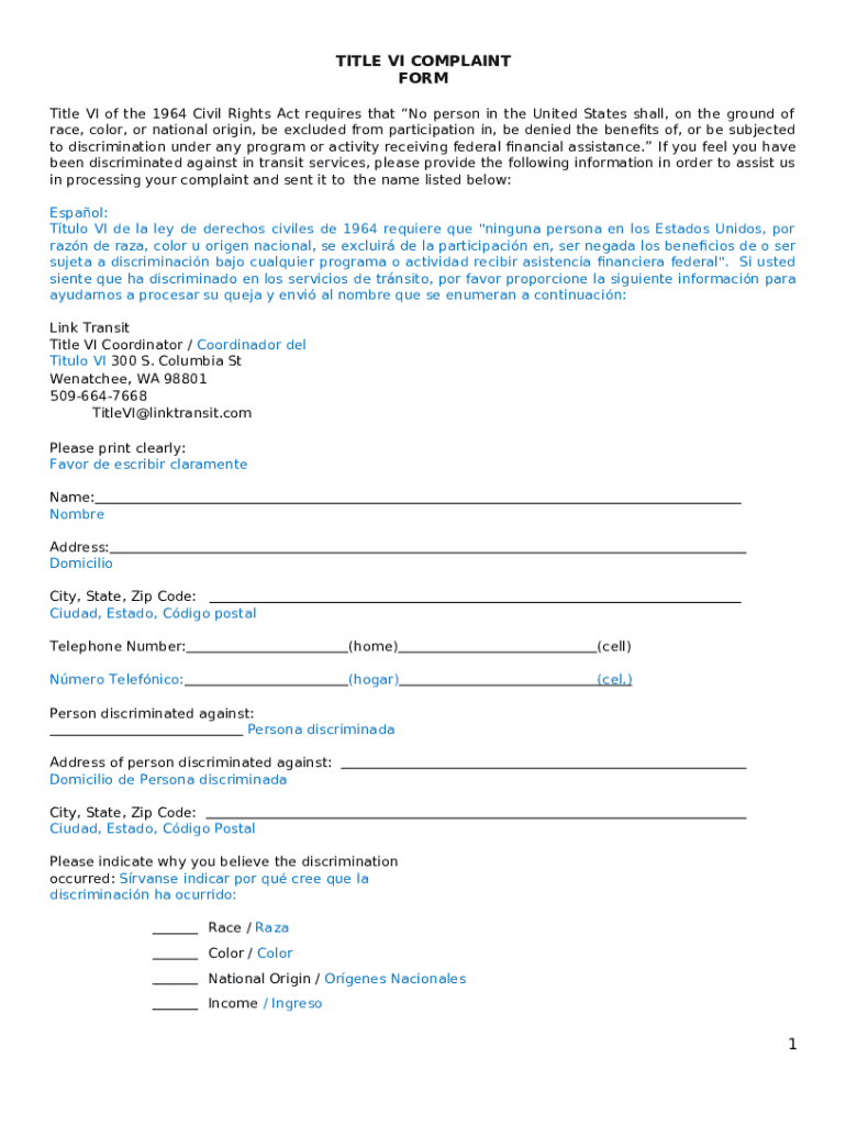 Education and Title VI - Department of Education Doc Template | pdfFiller