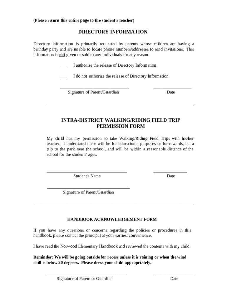 What Parents Need to Know About School Directory Ination Doc Template ...