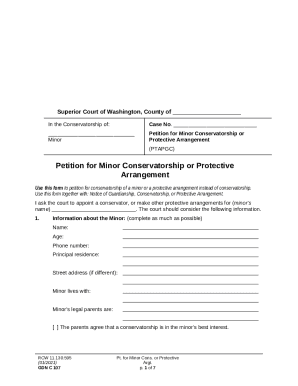 Court s - Request a Minor Conservatorship Doc Template | pdfFiller
