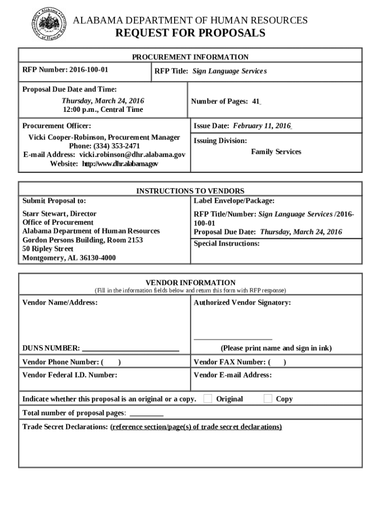 REQUEST FOR PROPOSALS For American Sign Language ... - dhr alabama Doc ...