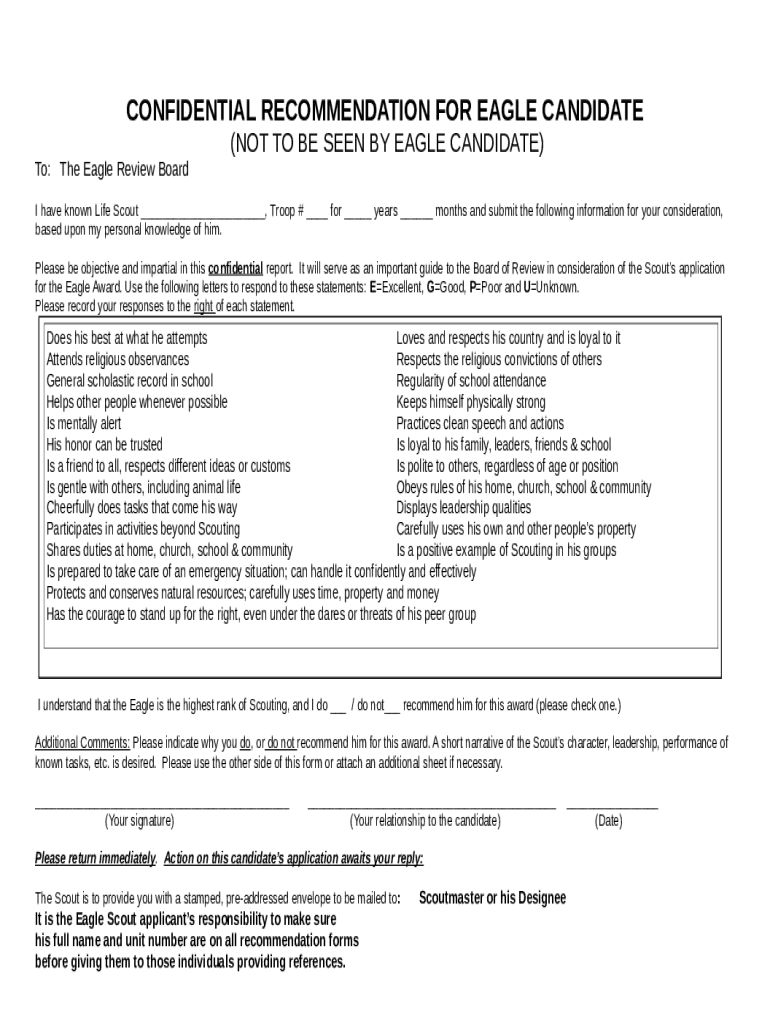 Eagle Scout Recommendation Letters: Everything To Know In ... Doc ...