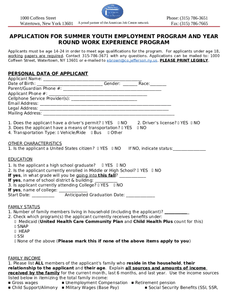 Summer Youth Employment Program - City of St. Louis, MO Doc Template ...