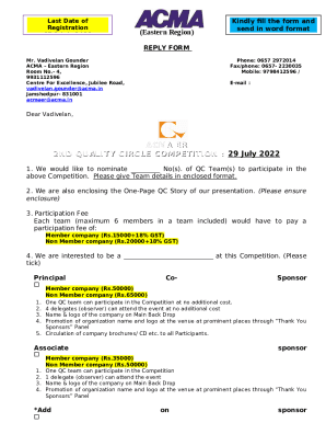 Reply - ACMA Doc Template | pdfFiller