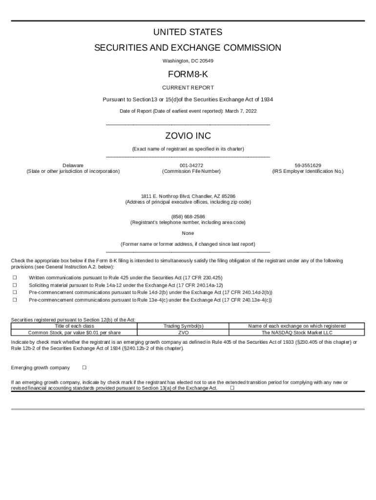 ZOVIO INC Doc Template | pdfFiller