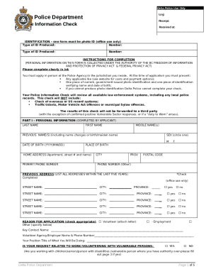 BC POLICE RECORDS CHECK - Delta Police Department Doc Template | pdfFiller