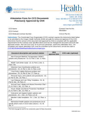CCO Contract s - Oregon Health Authority Doc Template | pdfFiller