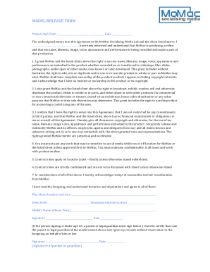 Fillable Online Model Release Agreement Form Template - Jotform Fax ...