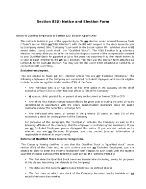 Section 83(i) Notice and Election Doc Template | pdfFiller
