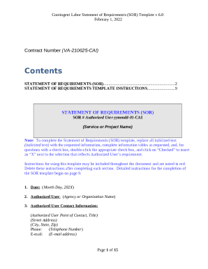 CAI Contingent Labor SOR Template Doc Template | pdfFiller