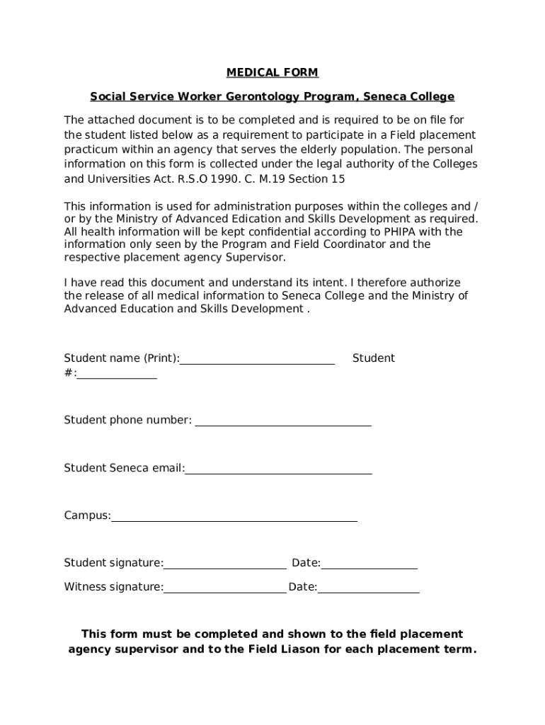 seneca college medical - to be completed by a physician ... Doc ...
