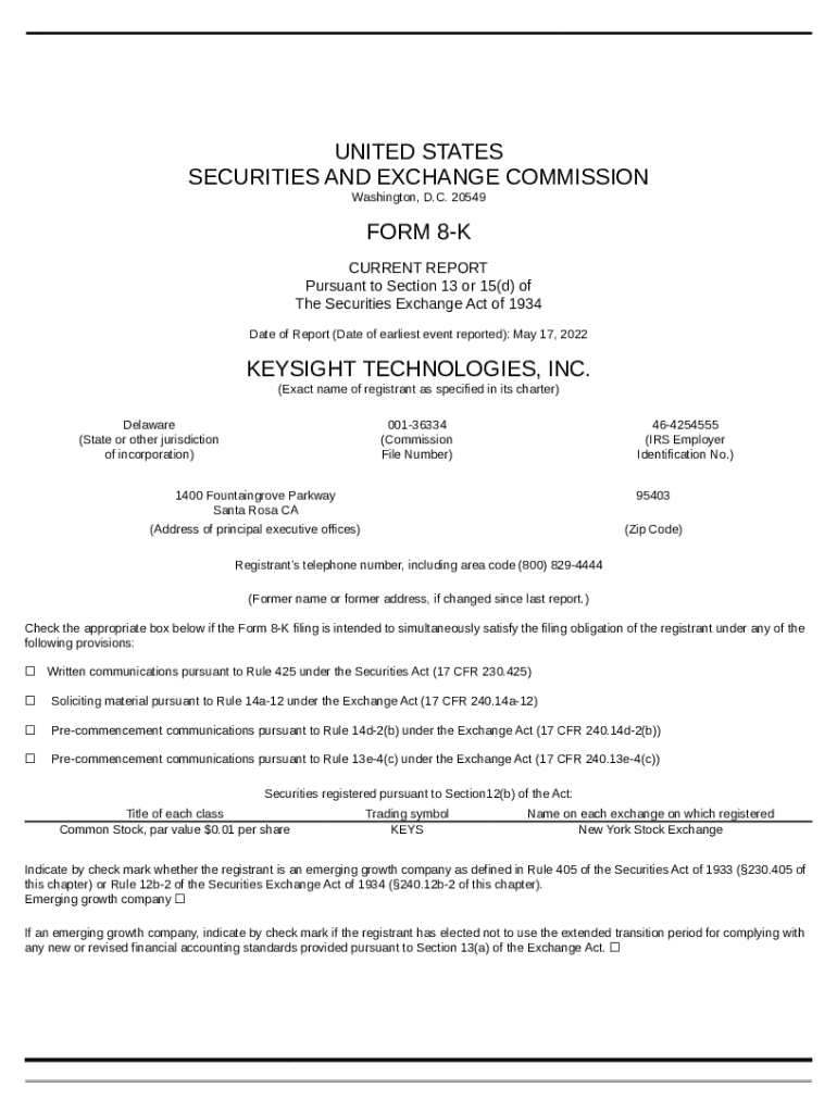 Keysight Technologies, Inc. ( - cloudfront.net Doc Template | pdfFiller