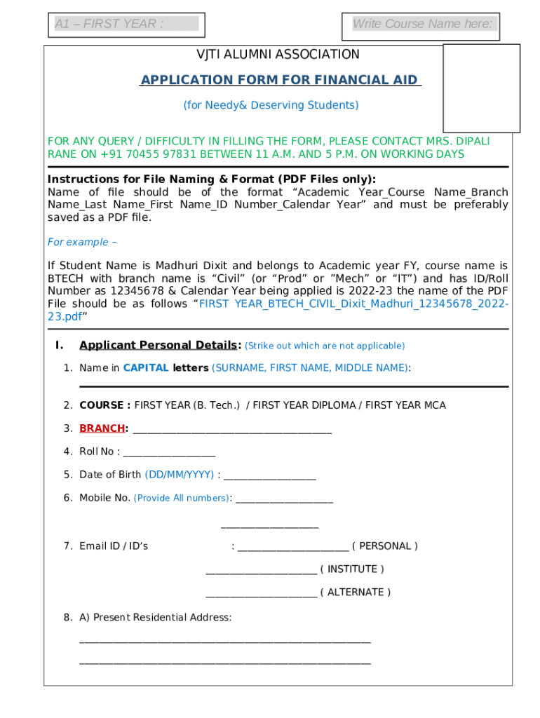 application for financial aid Doc Template | pdfFiller