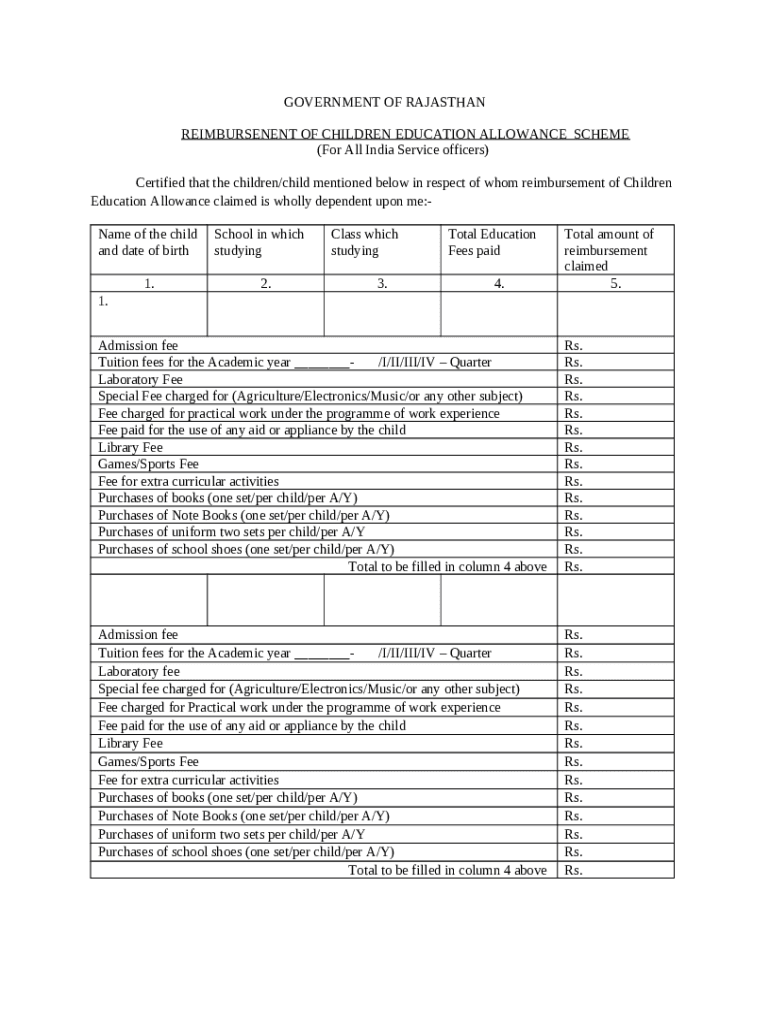 Guidelines for the payment of Children Education Allowance ... - dop ...