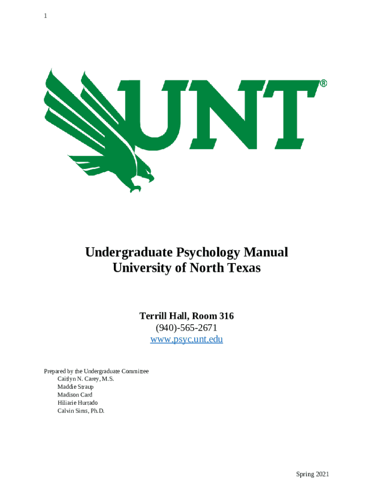 The Psychology Major at UNT - psychology unt Doc Template | pdfFiller