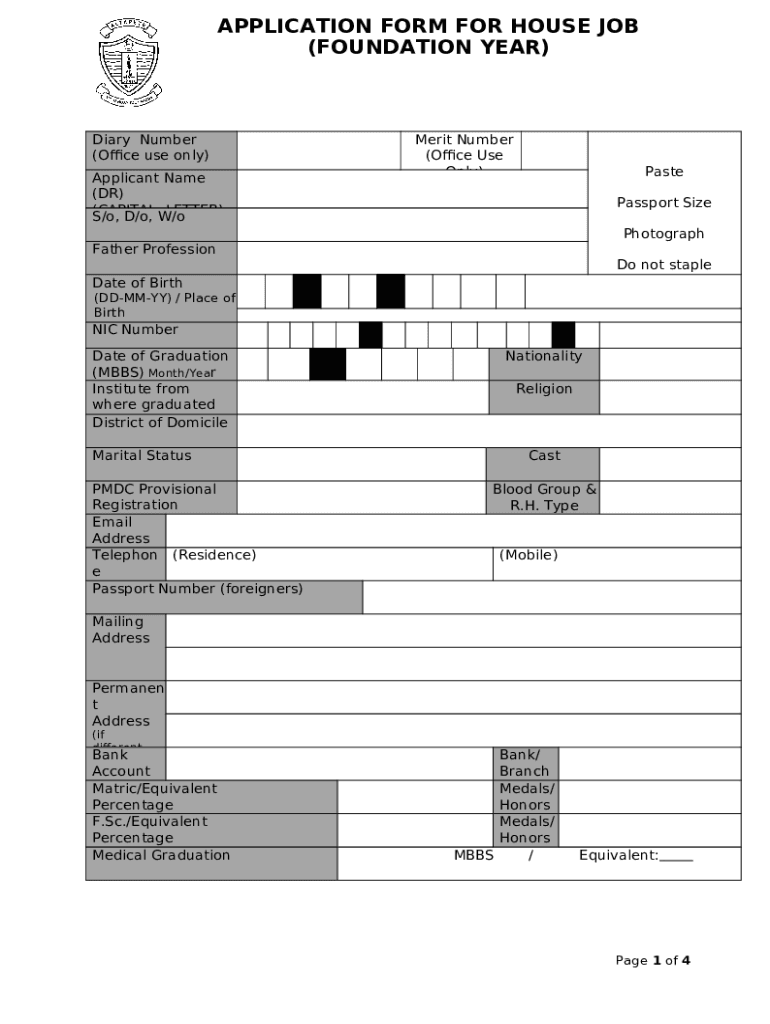 application for house job (foundation year) mayo hospital ... - kemu ...