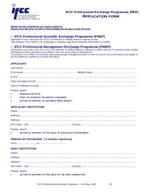 IFCC Professional Exchange Programme (PEP) Application Doc Template ...