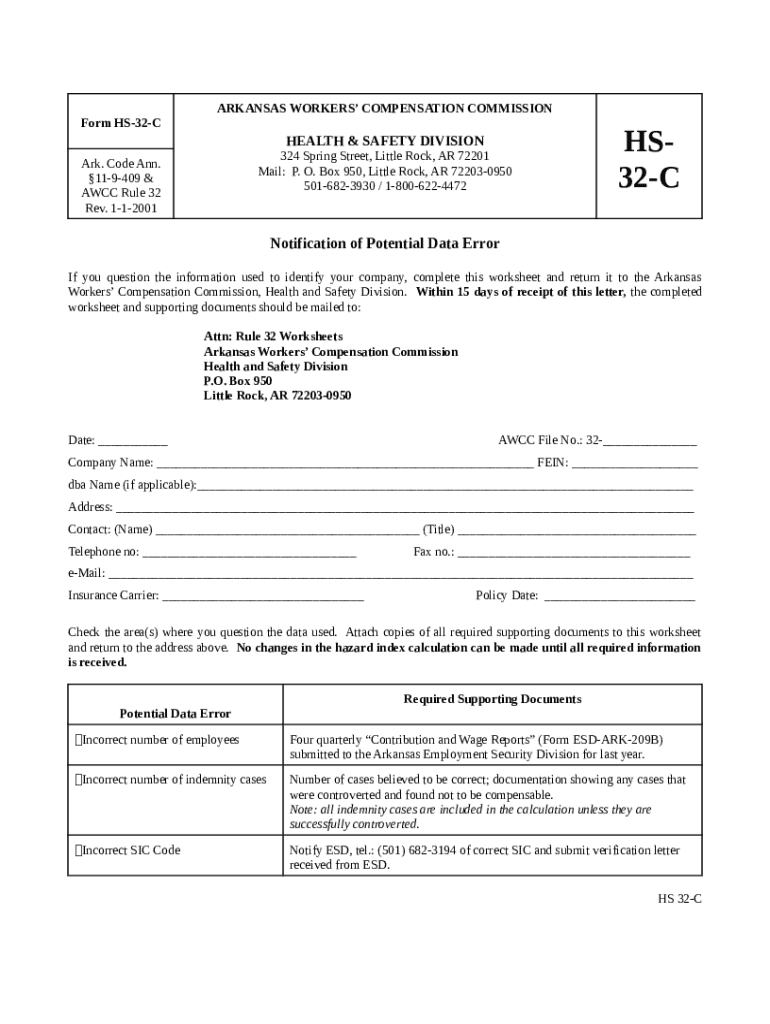 HS-32-B - Arkansas Workers' Compensation Commission Doc Template ...