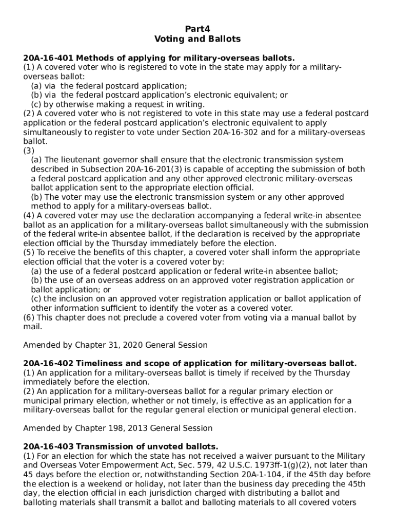 Part 4 Voting and Ballots - le utah Doc Template | pdfFiller