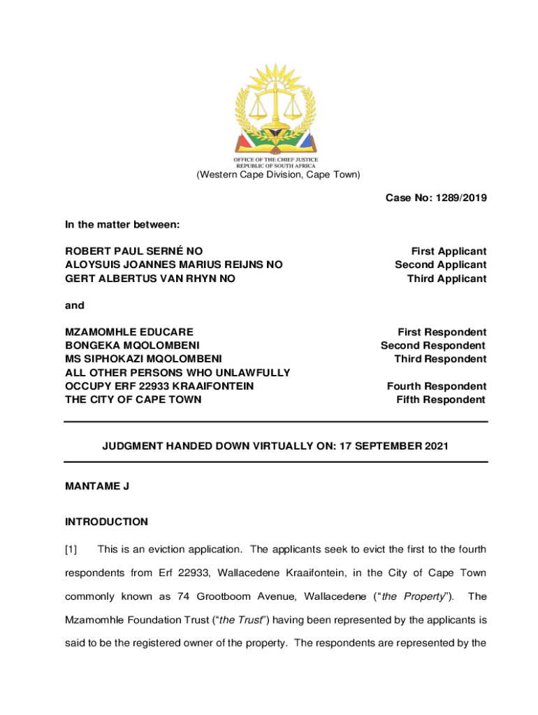 Fillable Online (Western Cape Division, Cape Town) Fax Email Print - pdfFiller