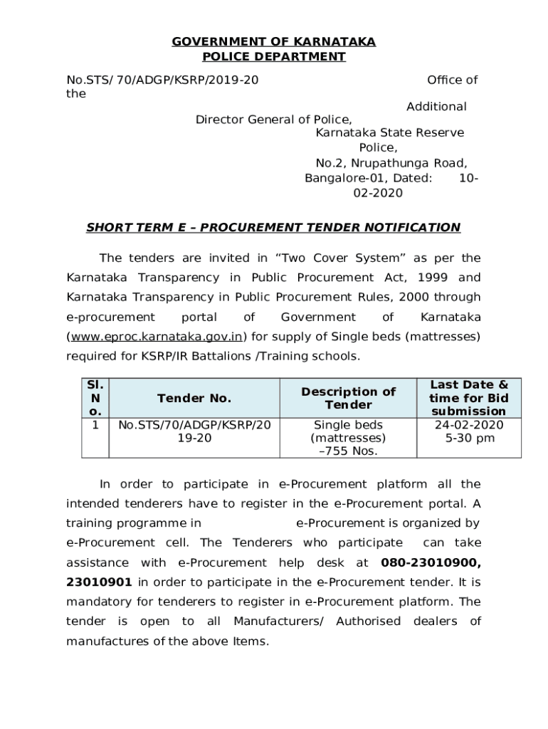 Tenders -e Procurement-GeM - Karnataka State Police Doc Template ...