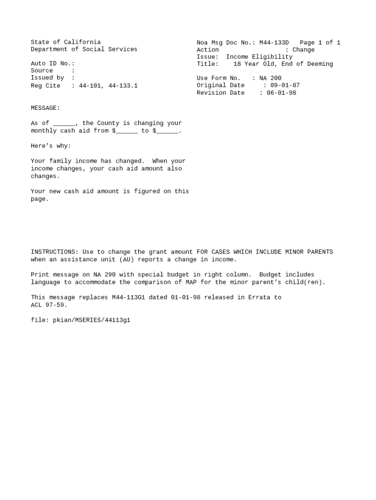 Noa Msg Doc No.: M44-133D Doc Template | pdfFiller