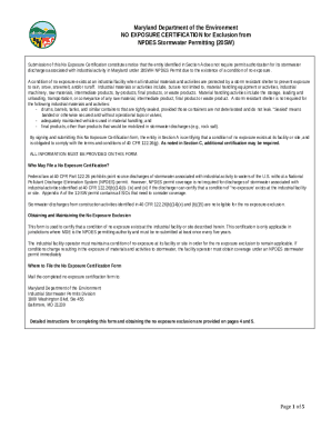 Industrial Stormwater - No Exposure Certification - RIS - mde maryland ...