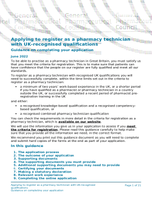 Applying to register as a pharmacy technician with UK ... Doc Template ...