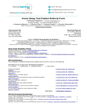 Home Sleep Study Request Referral Doc Template | pdfFiller