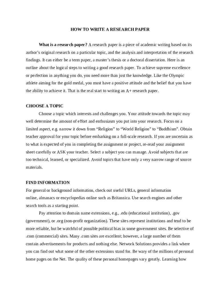 How to Start (and Complete) a Research Paper - TIP Sheet Doc Template ...