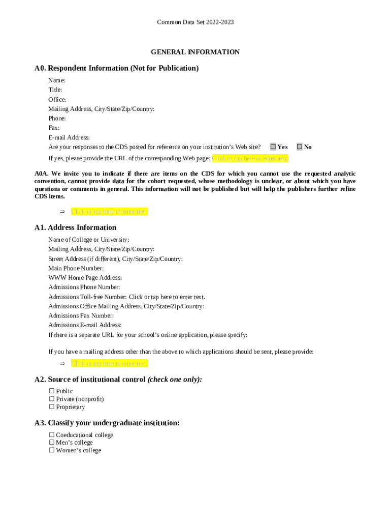 Summary of Changes - Common Data Set Doc Template | pdfFiller