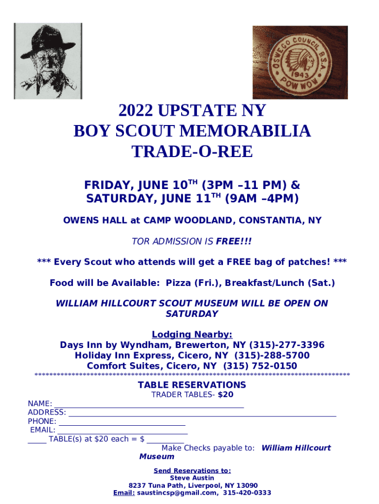 Boy Scout Trade-O-Ree Calendar: Upcoming Events Doc Template | pdfFiller