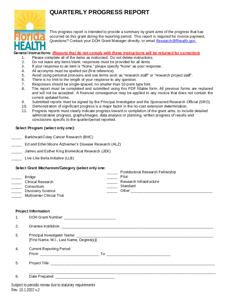 Accelerated funding grants' progress report template Doc Template ...