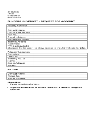 Jet Couriers - Account application Doc Template | pdfFiller