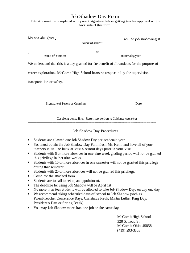 Job ShadowStudent Evaluation (Business)Sample 2 Doc Template | pdfFiller