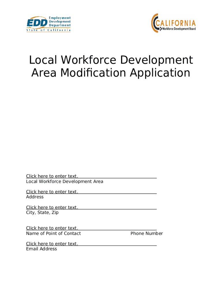Local Area Modification Application Packet - edd ca Doc Template ...