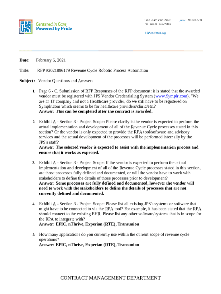 Procurement Notices - 75113 - Request for Proposal (RFP) for D Doc Template | pdfFiller