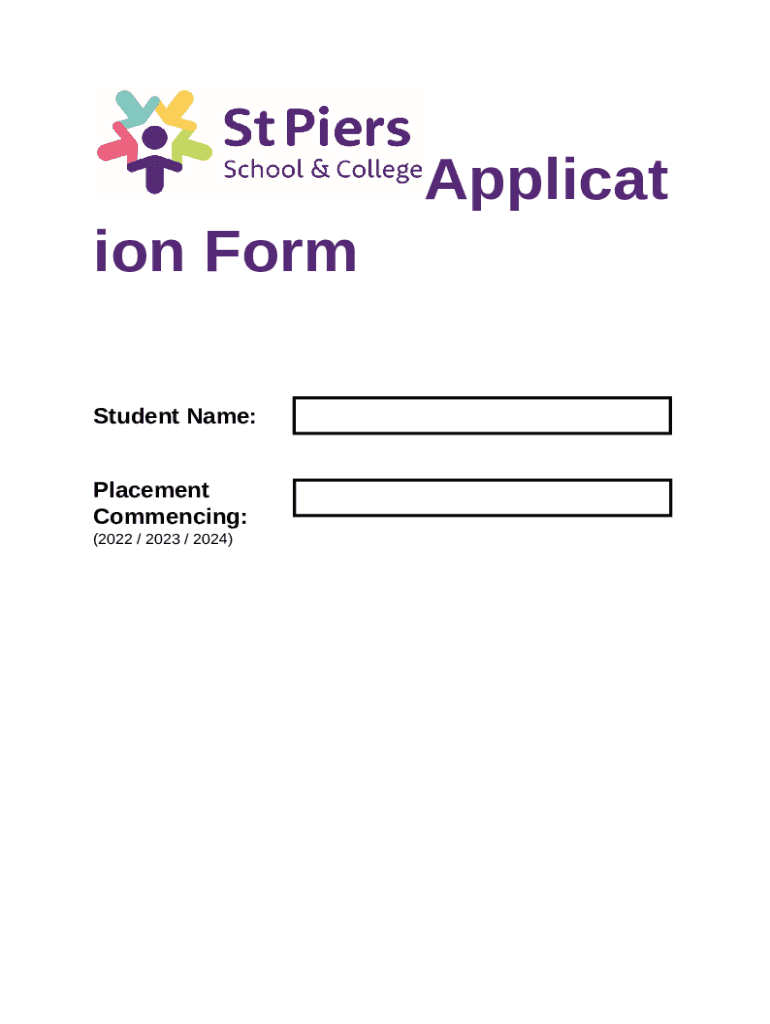 St piers school and college application Doc Template | pdfFiller
