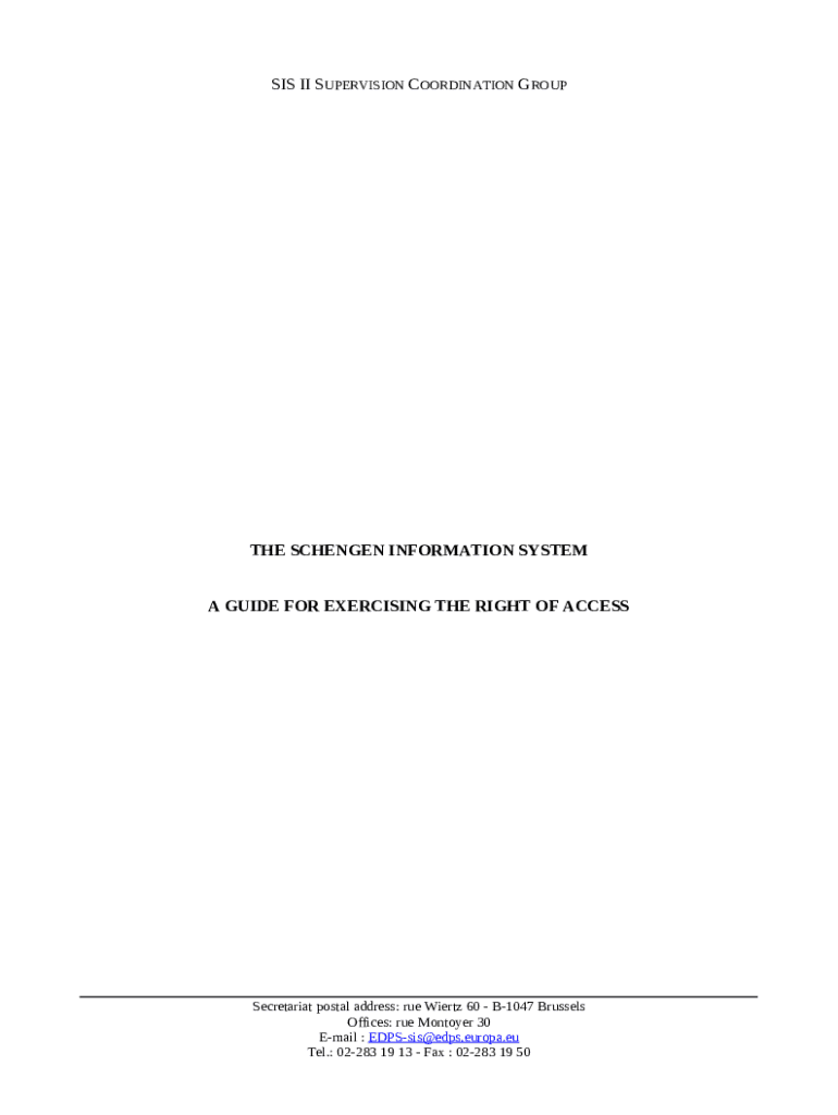 sis ii supervision coordination group the schengen ination ... Doc Template | pdfFiller