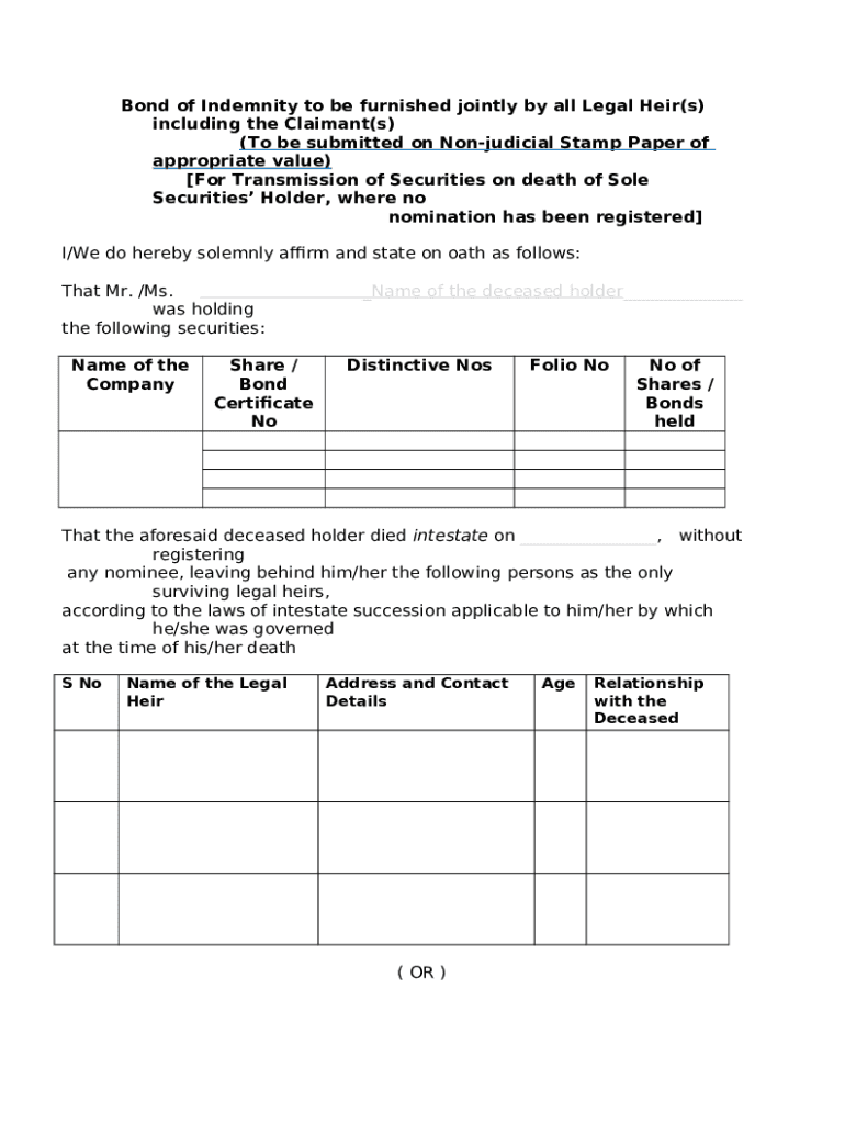 Affidavit of Legal Heirs for Substitution - Ndmc.Gov.In Doc Template ...