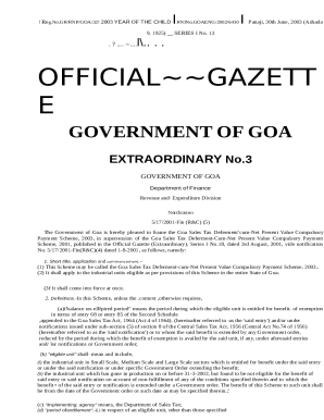 GOVERNMENT OF GOA EXTRAORDINARY No.3 Doc Template | pdfFiller