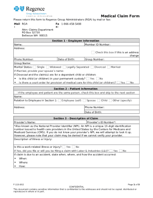 Get Medical Claim - Regence Group Administrators Doc Template | pdfFiller