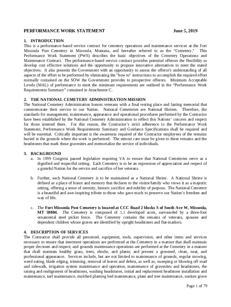 B.1 Description / Specifications/ Statement of Work Doc Template | pdfFiller