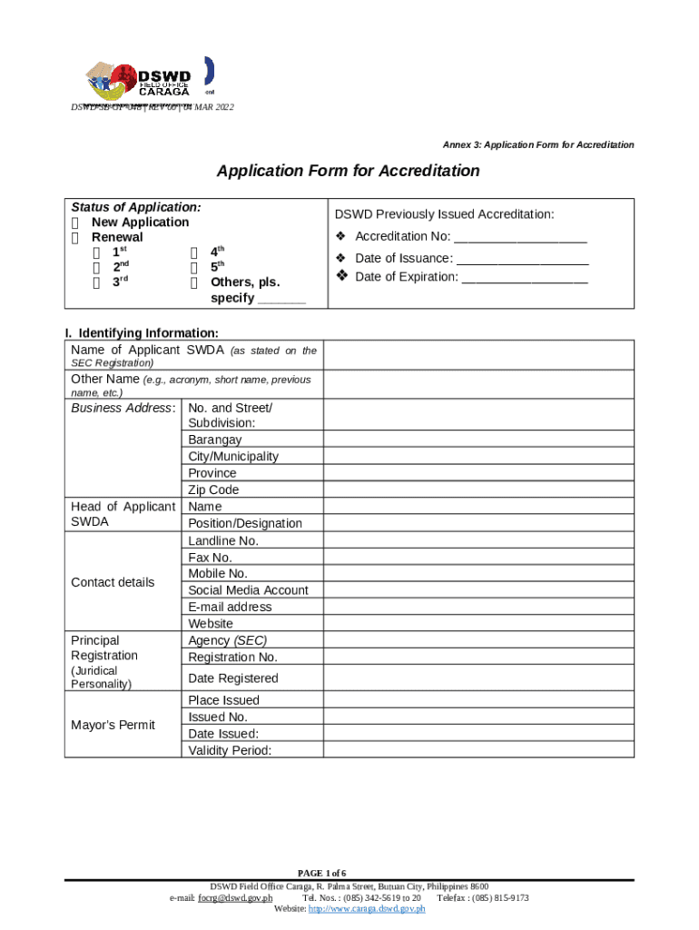 DSWD-RLA 3 (Application For Accreditation) - Scribd Doc Template ...